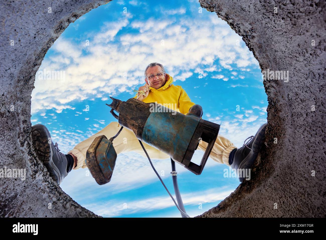 Septic tank pumping, with sewage pump that homeowner immerses in sump ...