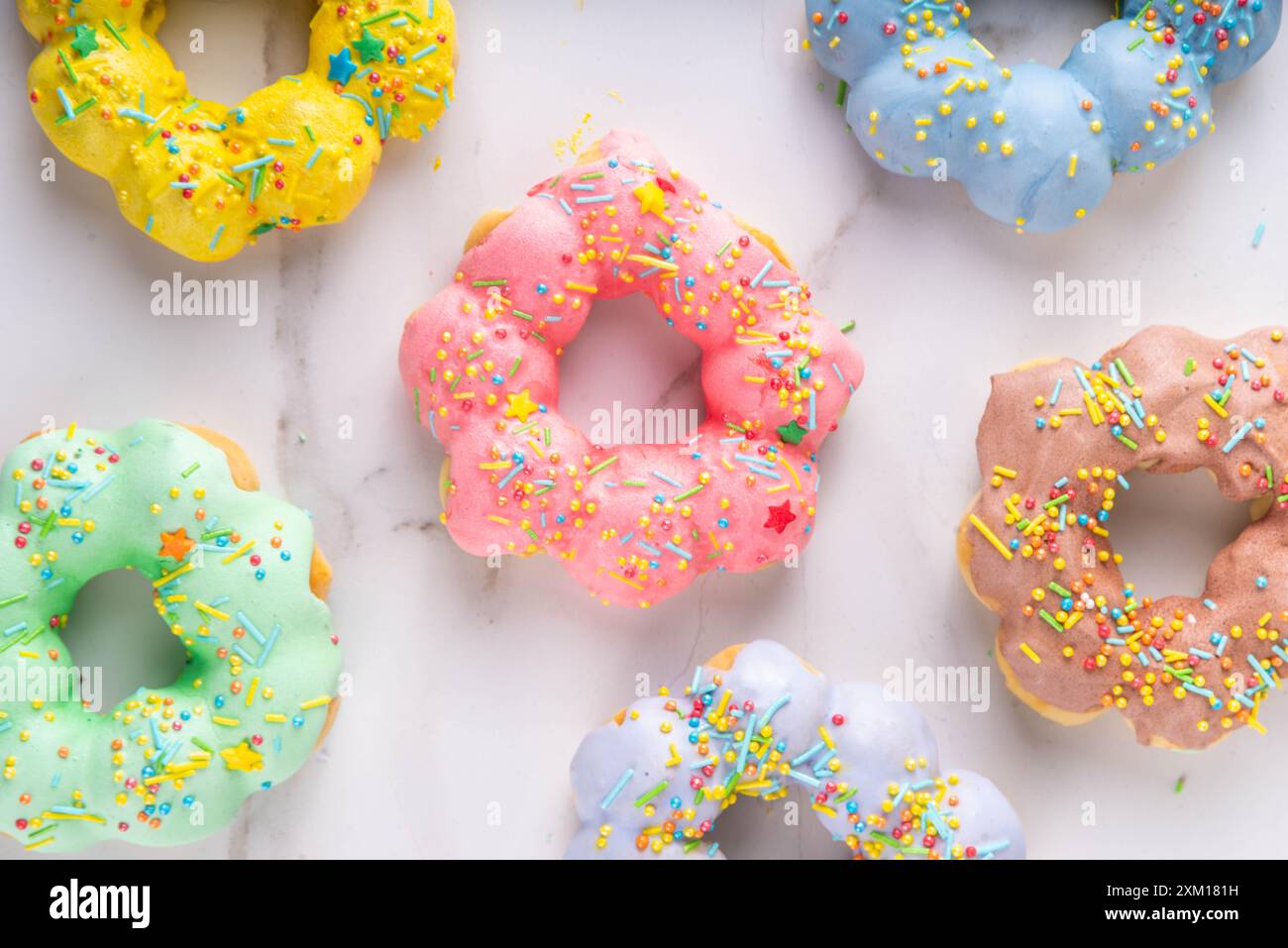 Asian trendy mochi donuts dessert. Sweet colorful mochi donuts baked ...
