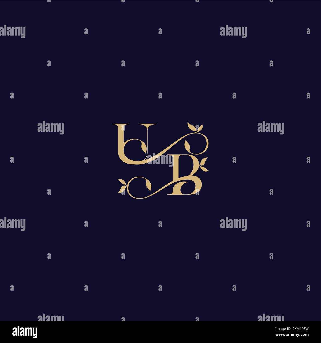 organic and elegant concept UB beauty leaf monogram logo letter wedding ...