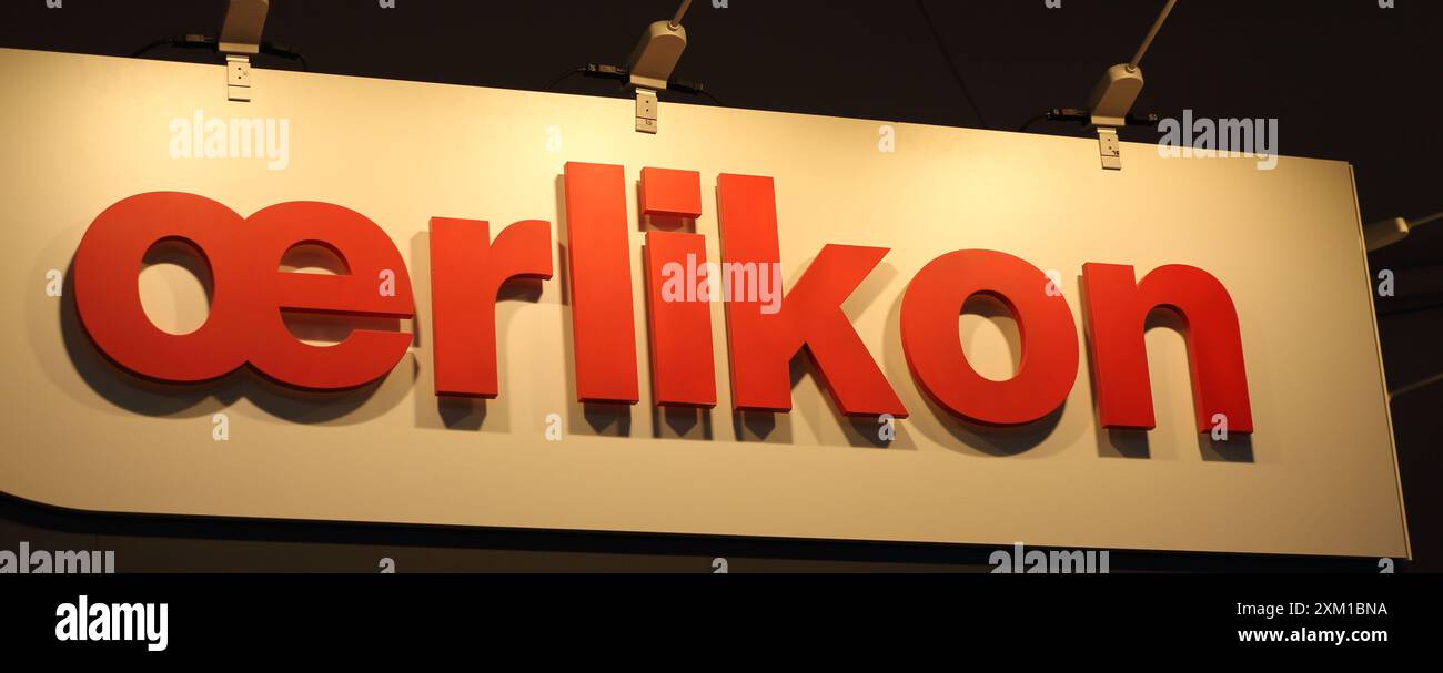 The logo of Swiss company Oerlikon at the Farnborough International ...