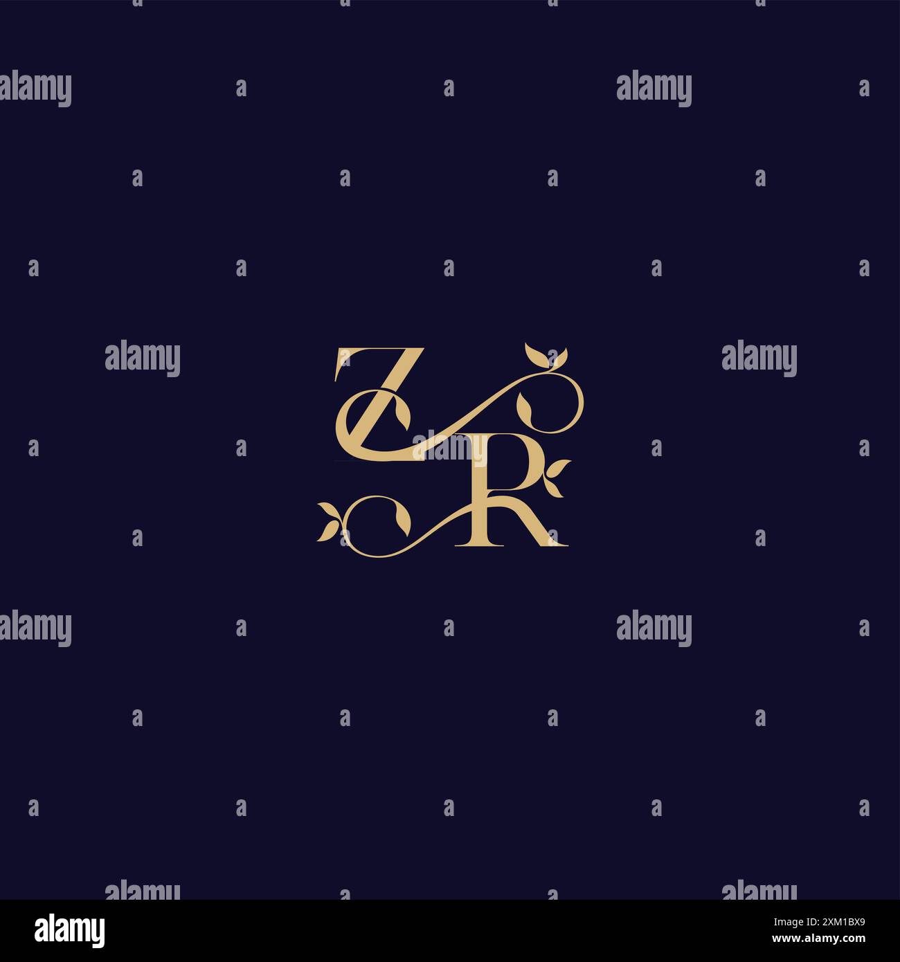 ZR letter organic and elegant concept wedding initial beauty leaf ...