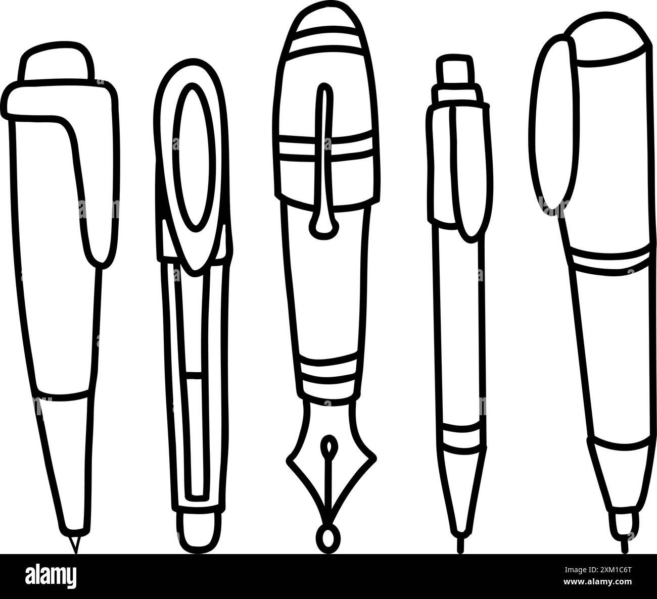 Outline pen doodles. Stationery, school accessories, educational items ...