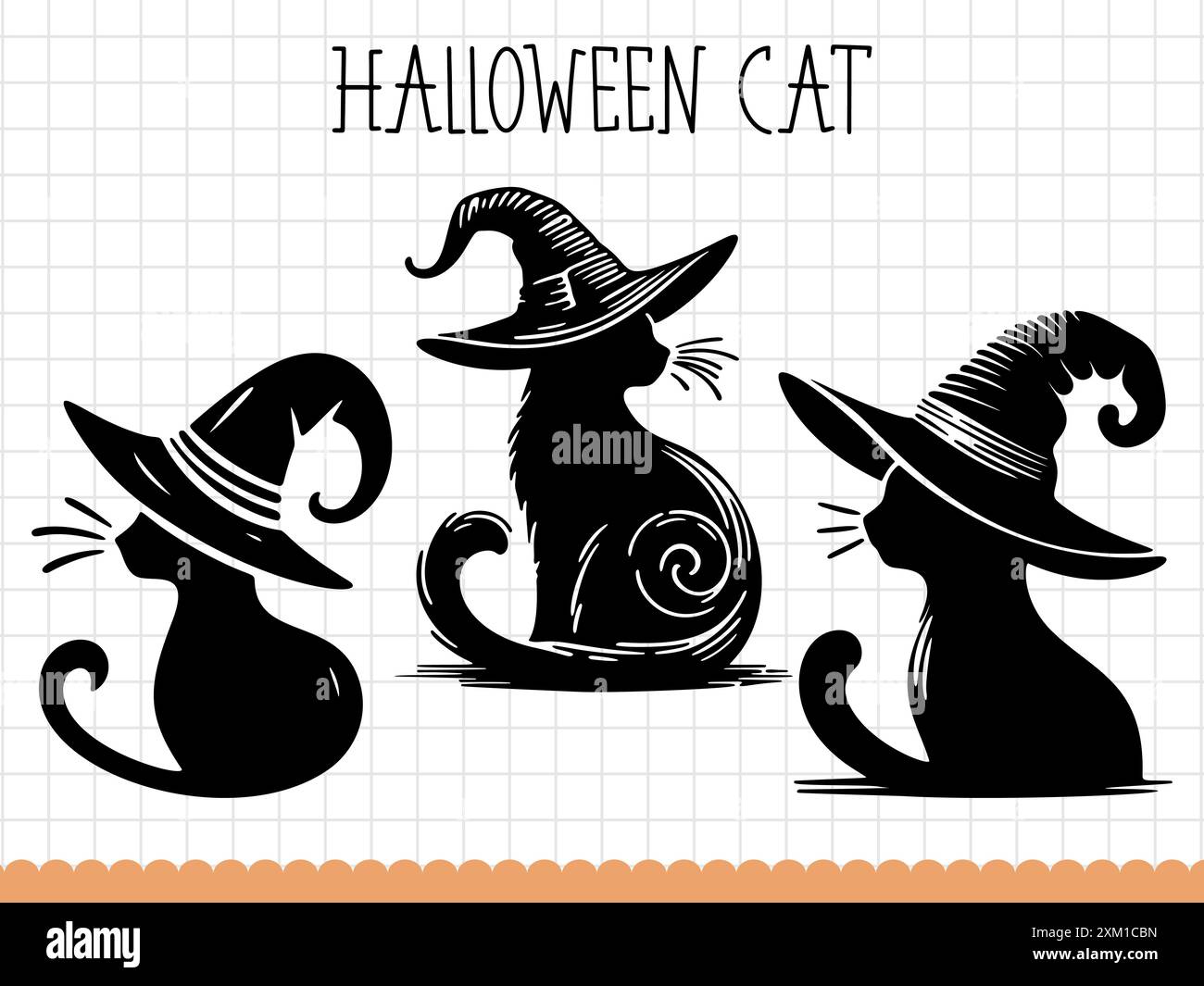 Halloween black cats silhouettes set. Vector illustration Stock Vector ...