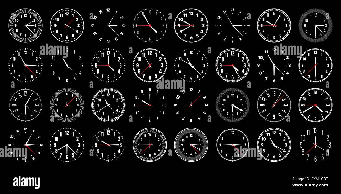 Mechanical clock faces with hands, bezel. Watch dial with minute, hour ...