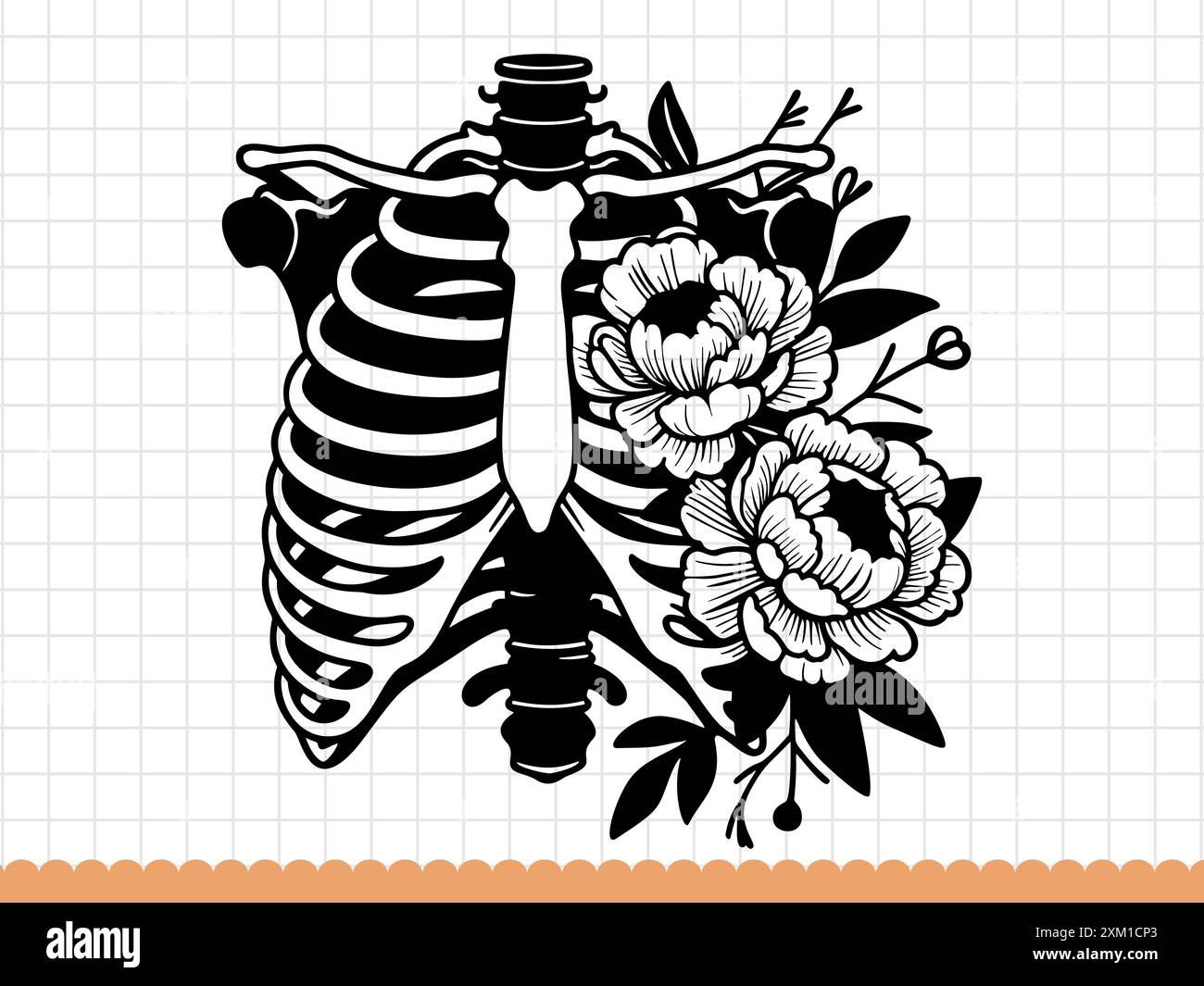 Halloween floral chest skeleton. Vector illustration Stock Vector Image ...