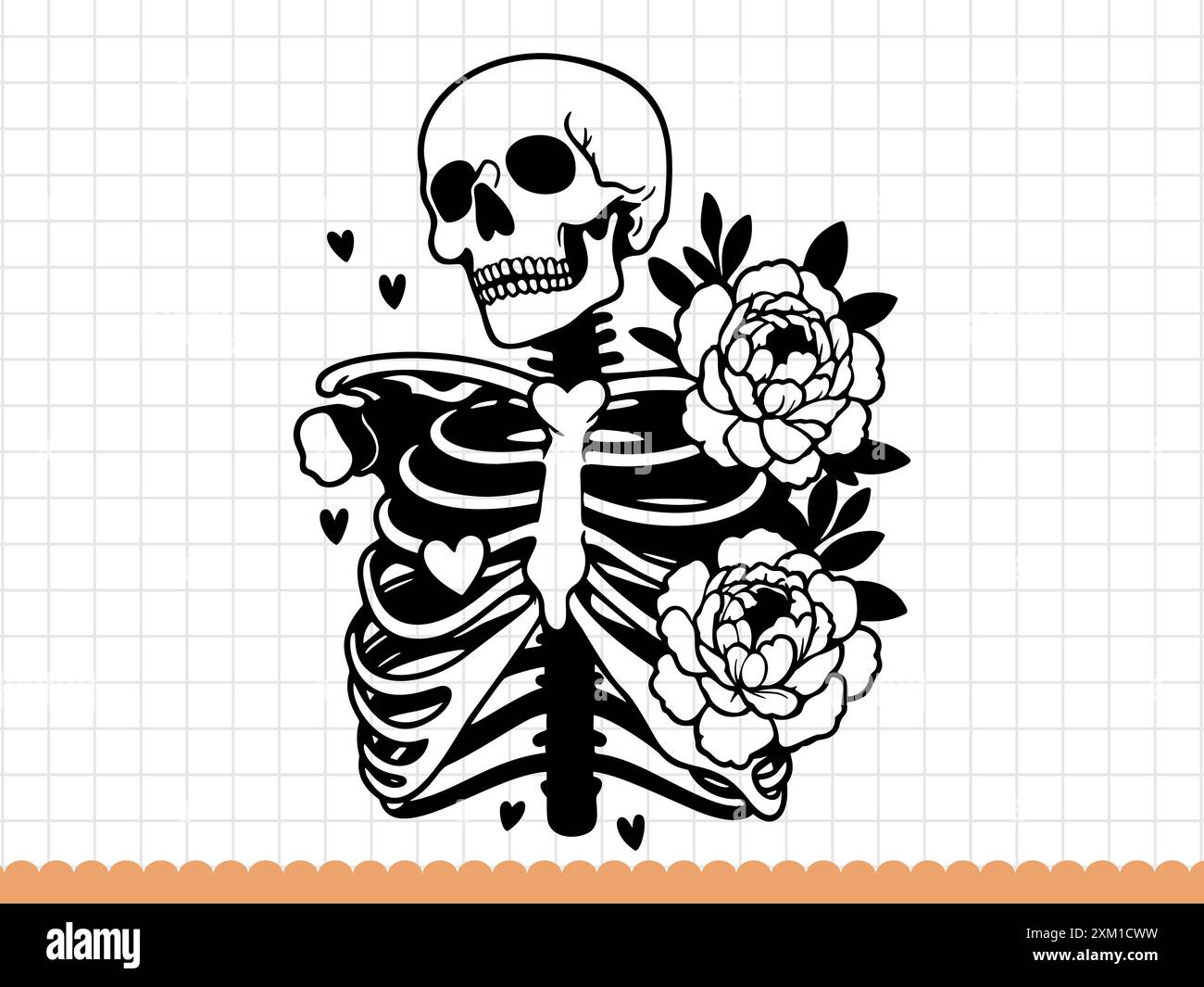 Halloween floral chest skeleton. Vector illustration Stock Vector Image ...