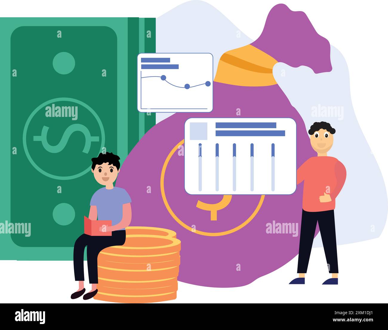 Flat illustration of financial investment plans on business plan ...