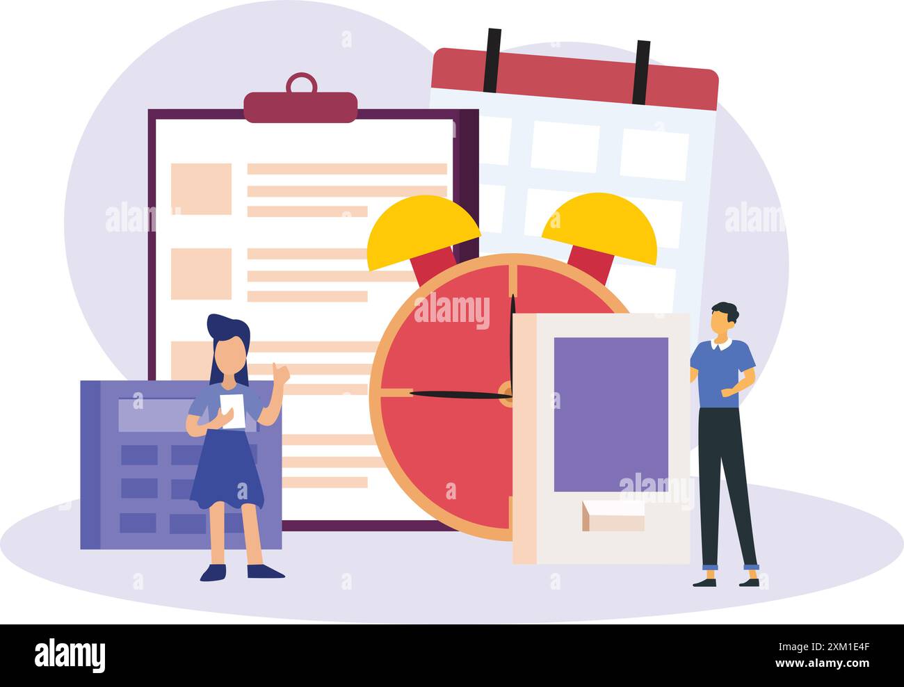 Flat illustration of team worker organizing time management to complete ...
