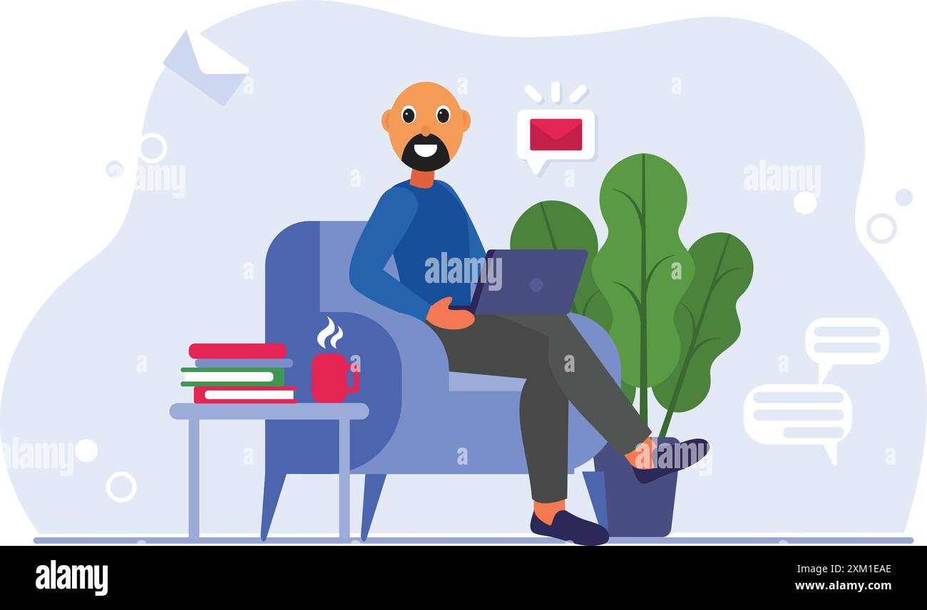 Bald man with Stock Vector Images - Alamy