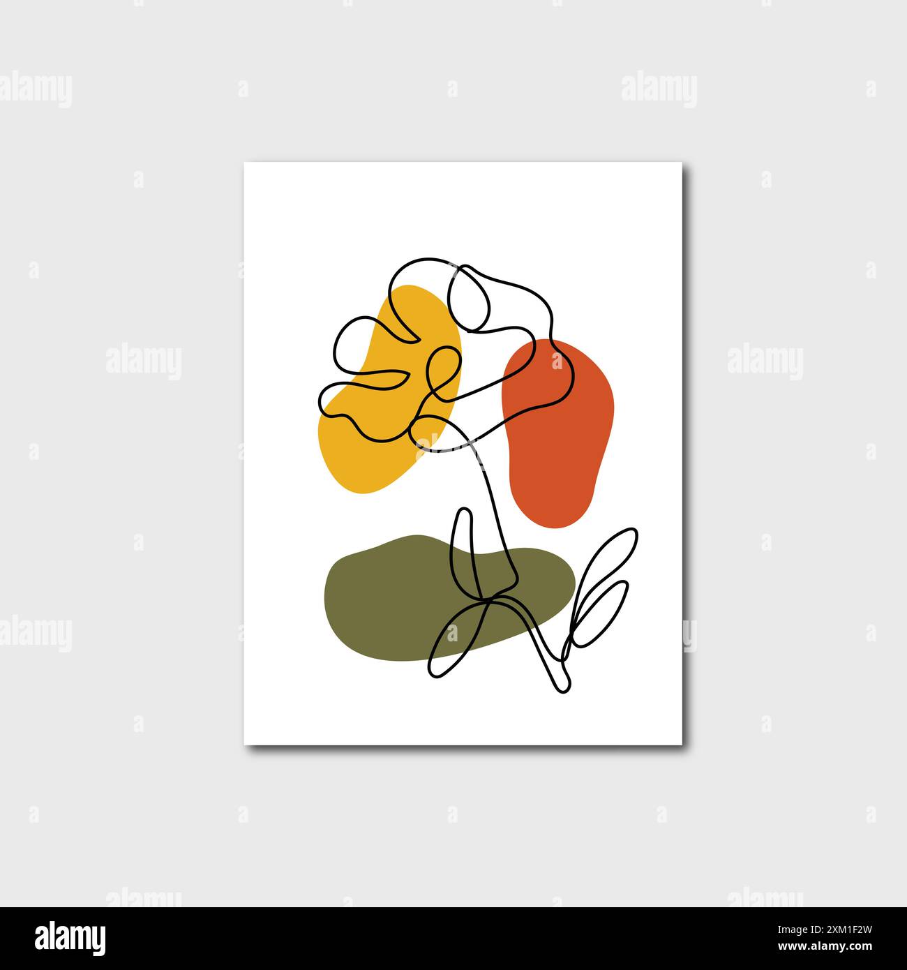 Vector illustration of Abstract minimal flower line art design for wall ...