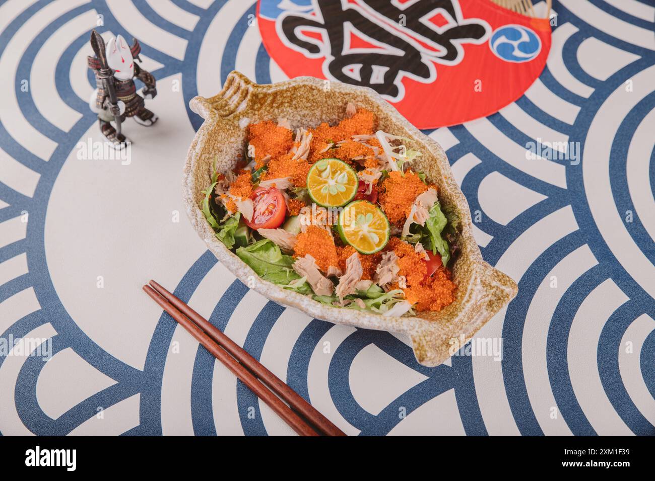 yellowfin tuna and crab Roe salad Stock Photo - Alamy