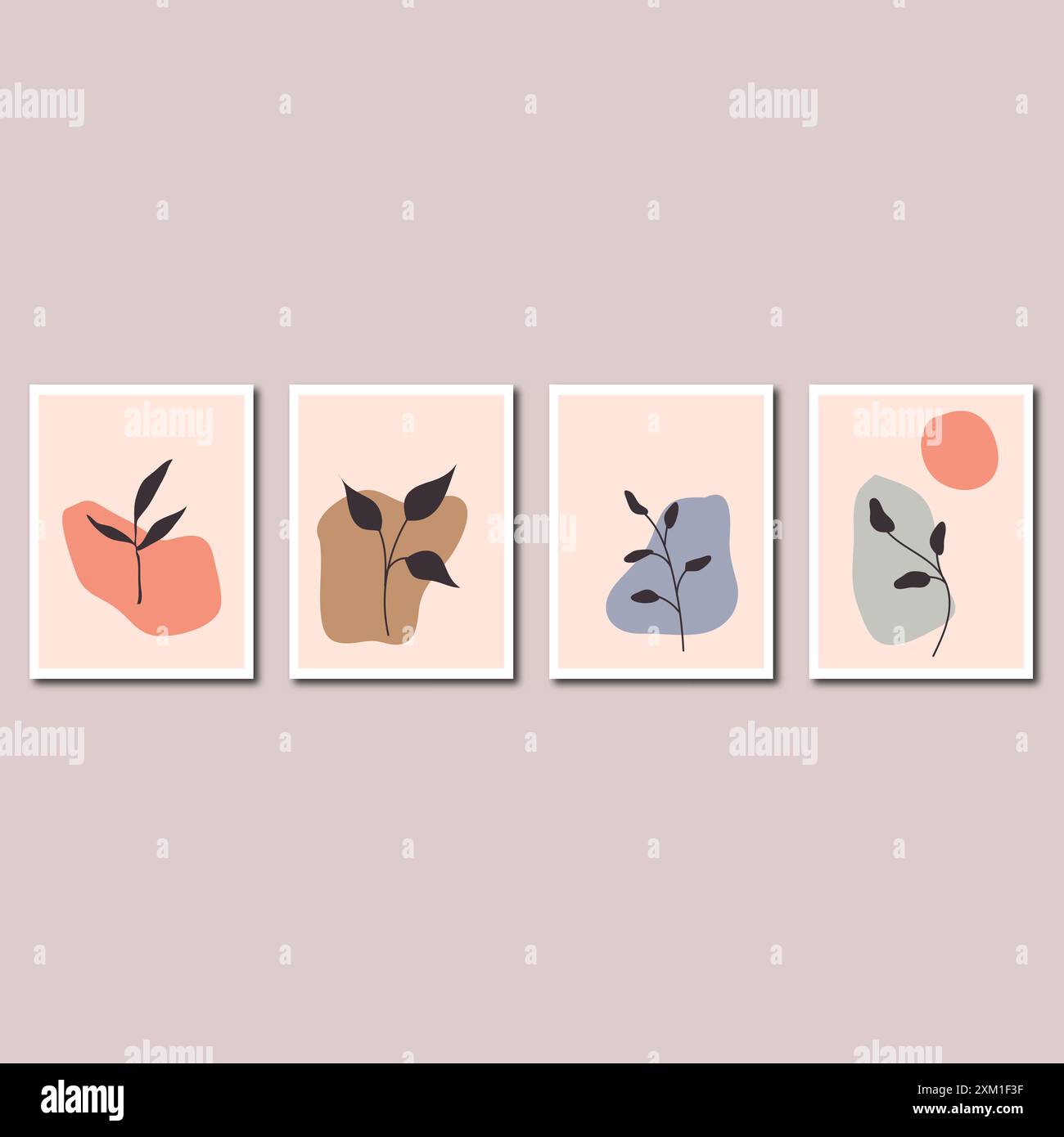 Vector set of framed botanical wall art for wall frame design Stock ...