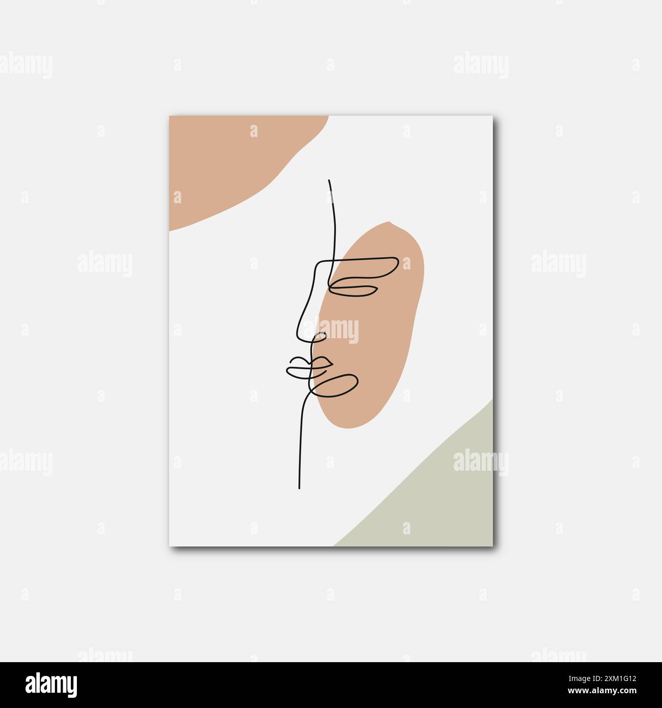 Vector illustration of abstract female face drawing for wall frame ...
