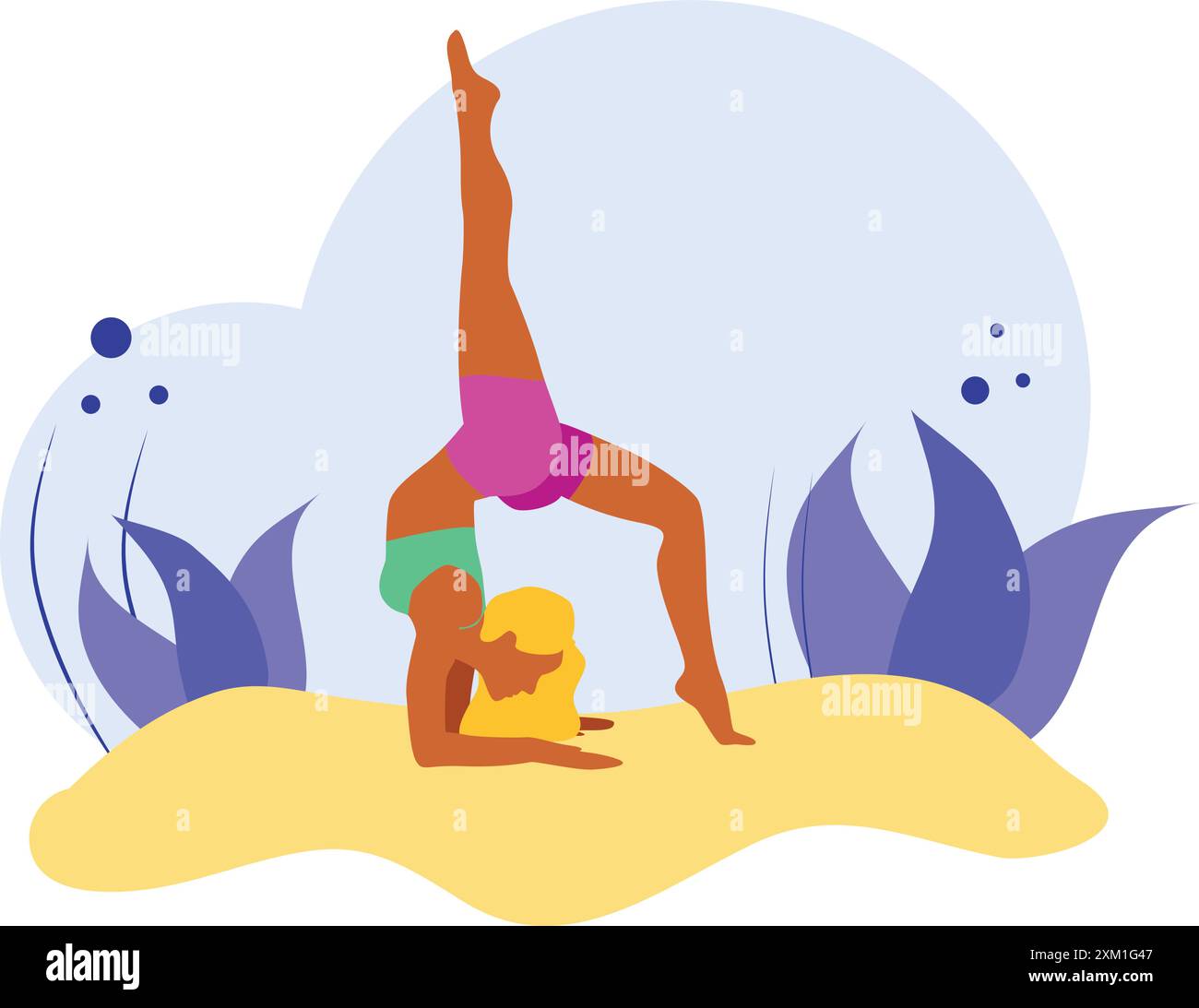 Vector illustration of young girl practicing pincha pose Stock Vector ...