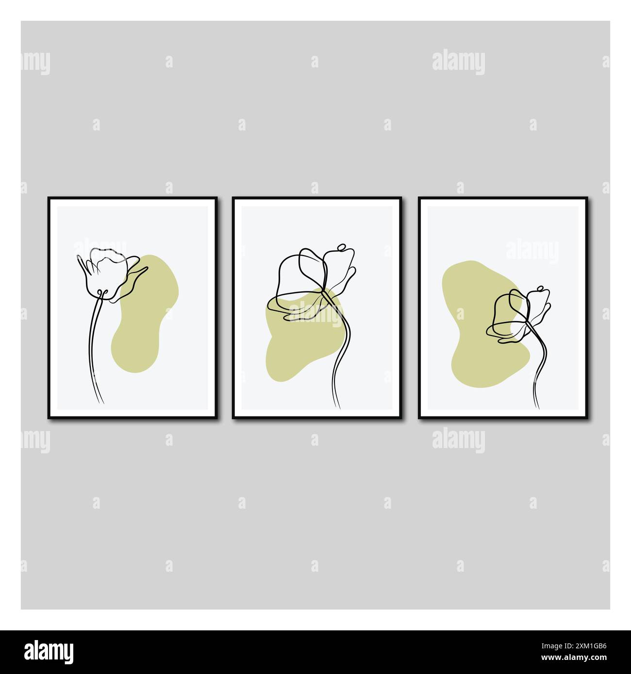 Vector set of flower line art natural wall decor Stock Vector Image ...