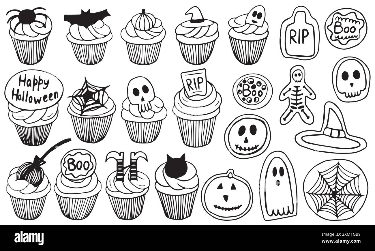 Cartoon cupcakes Black and White Stock Photos & Images - Alamy