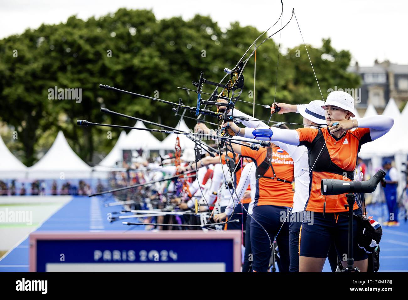 PARIS, France - 25/07/2024 Archer Laura van der Winkel in action during ...