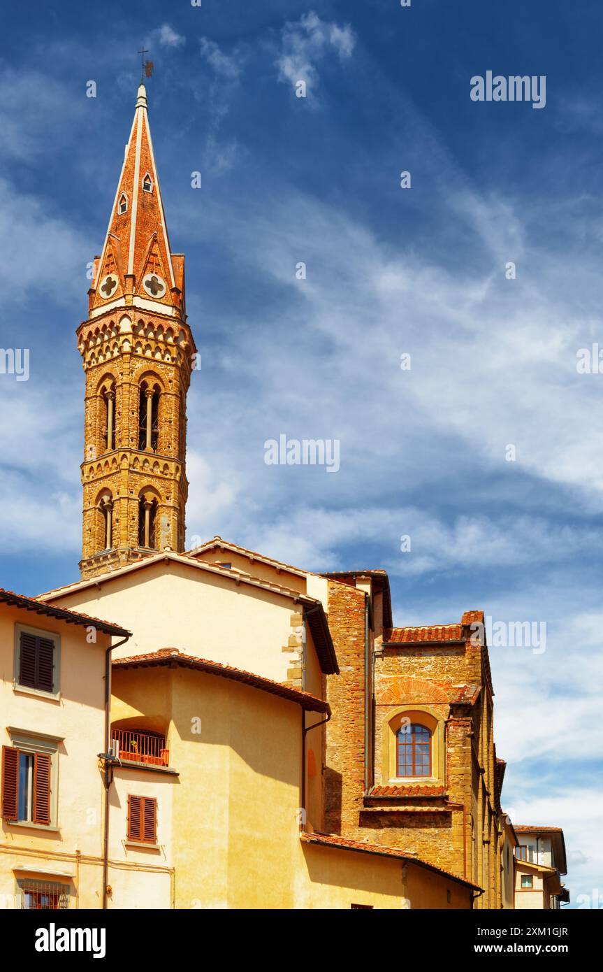 Bell tower of the Badia Fiorentina church, Florence, Italy Stock Photo ...