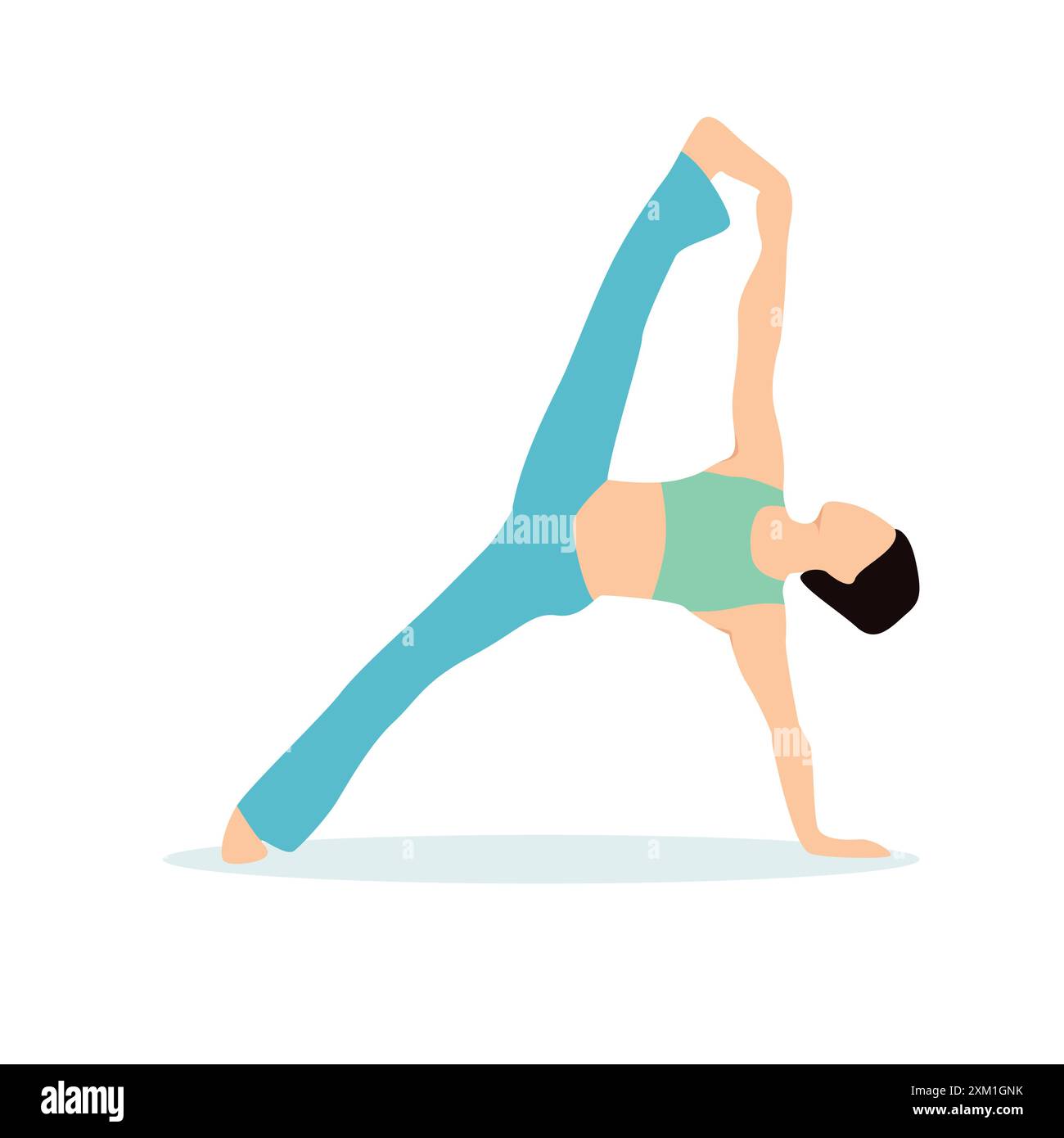 Vector illustration of yoga woman doing yoga exercise in (Eka Pada ...