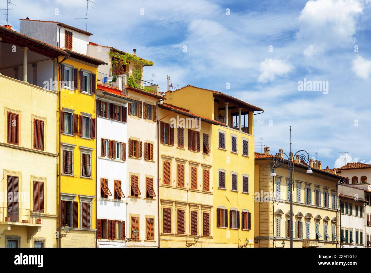 Facades of medieval houses on the Piazza Santa Croce, Florence Stock ...