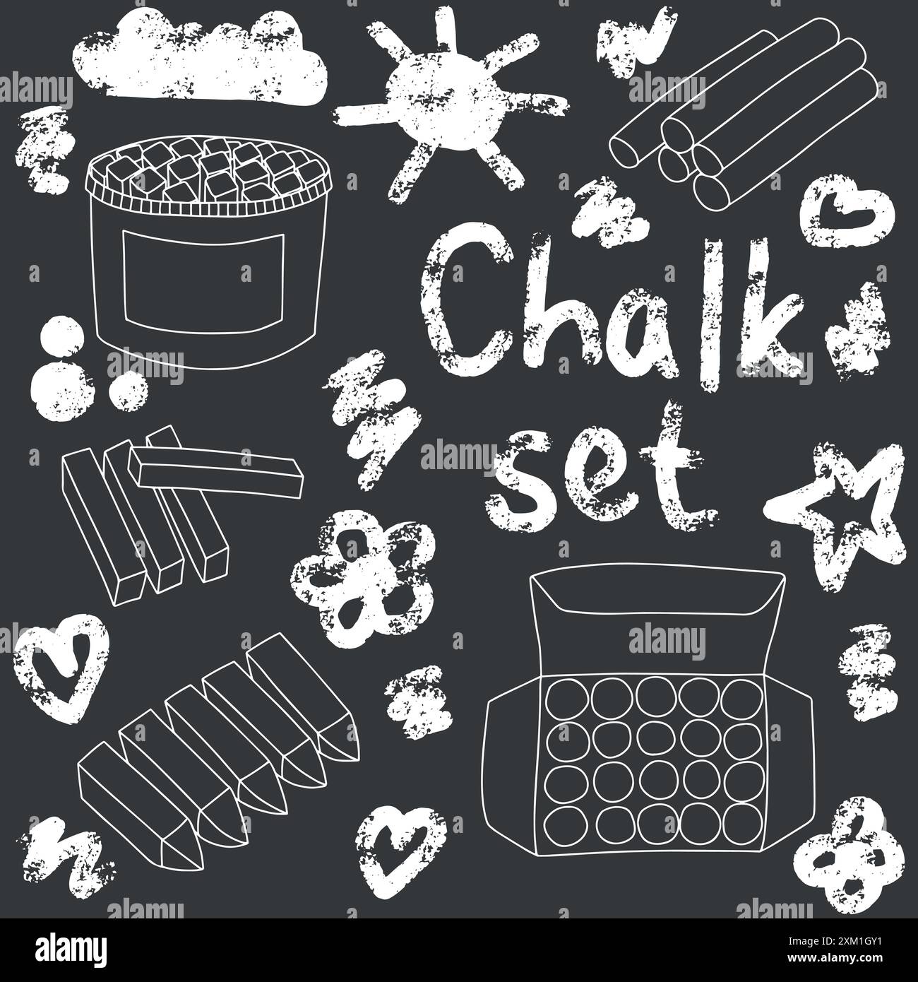 Realistic chalk drawn sketch set Stock Vector Image & Art - Alamy