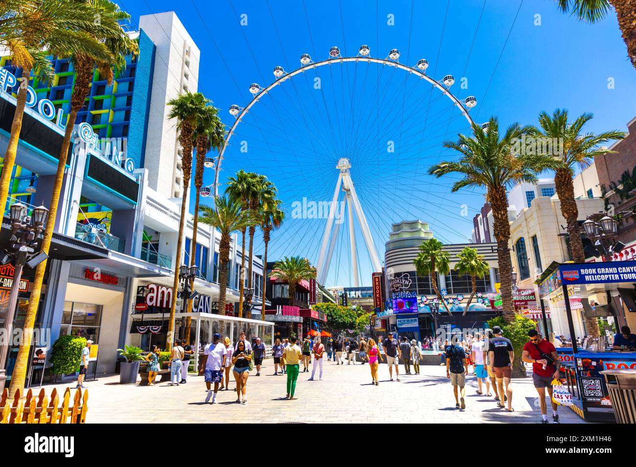 LINQ Promenade and the High Roller observation wheel at the LINQ Hotel ... LINQ Promenade and the High Roller observation wheel at the LINQ Hotel ...