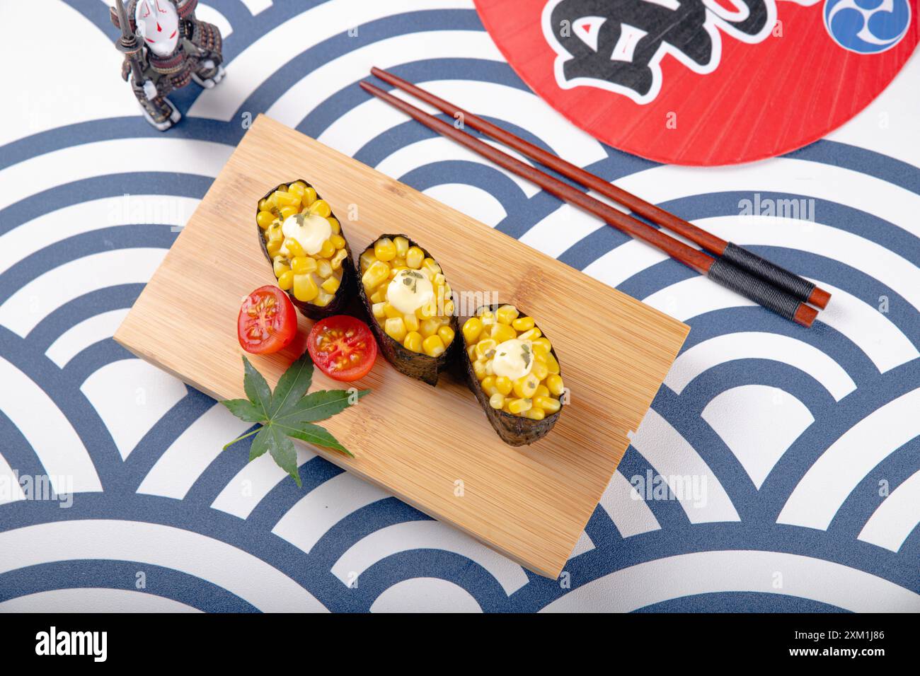 Sweet corn Sushi Gunkan Stock Photo - Alamy