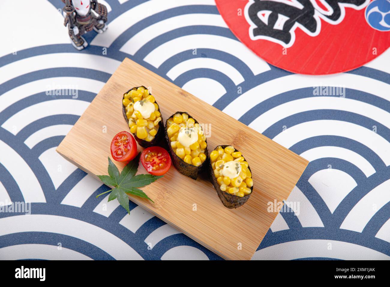 Sweet corn Sushi Gunkan Stock Photo - Alamy