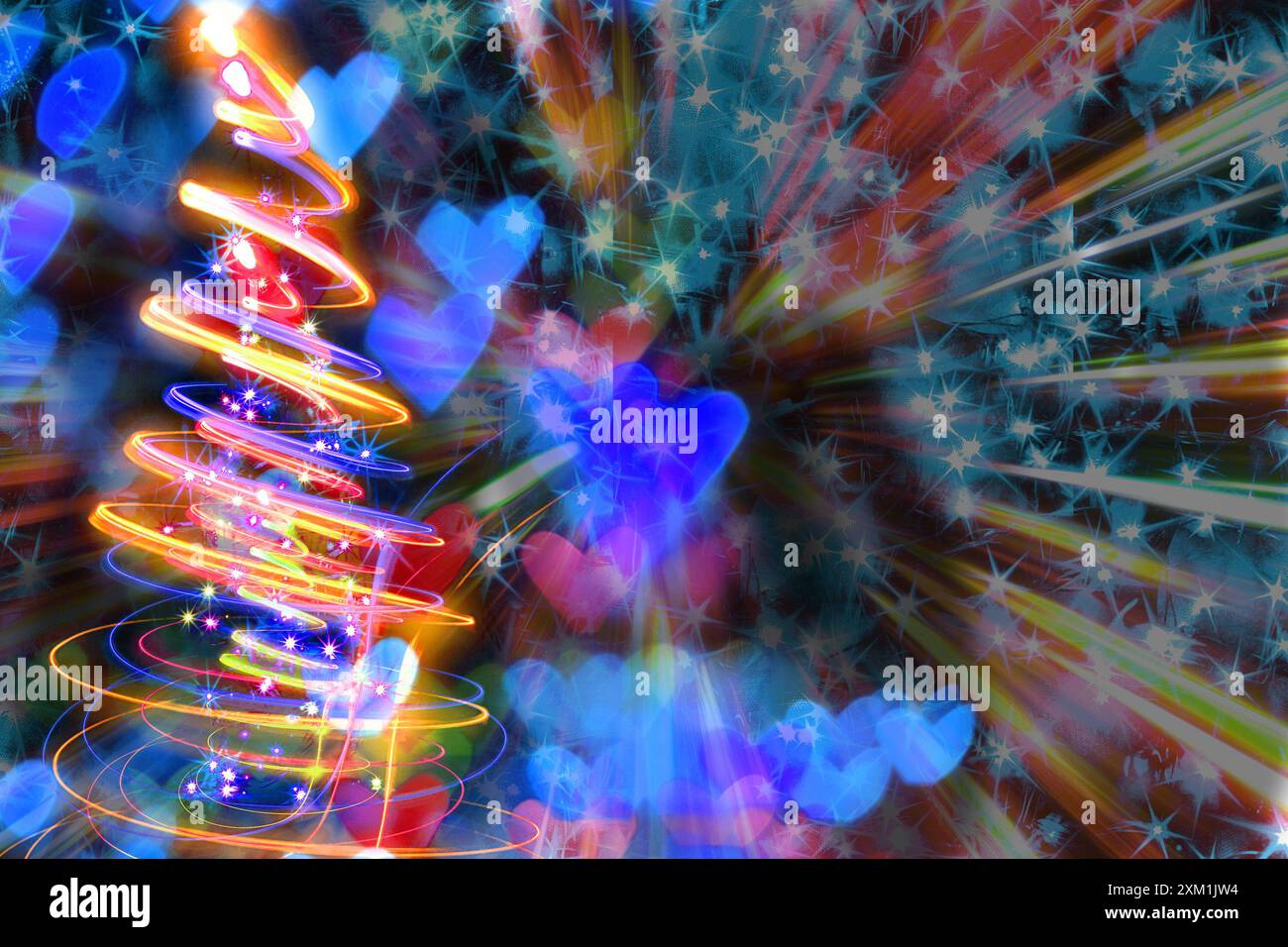 christmas tree with the color lights in the night Stock Photo - Alamy