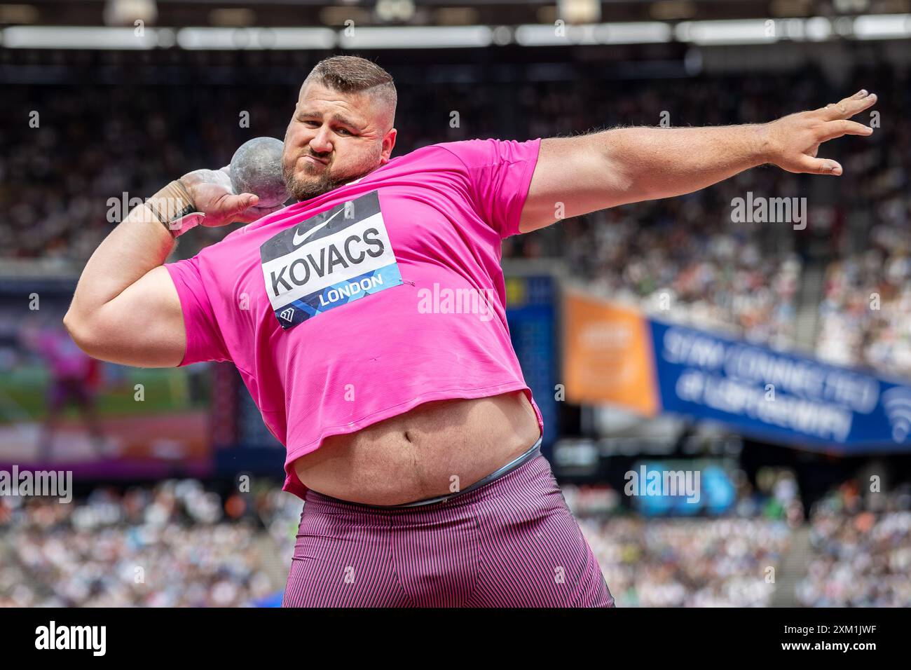 Joe Kovacs (USA), Shot Put Men, during the Wanda Diamond League athletics meet at the London ...