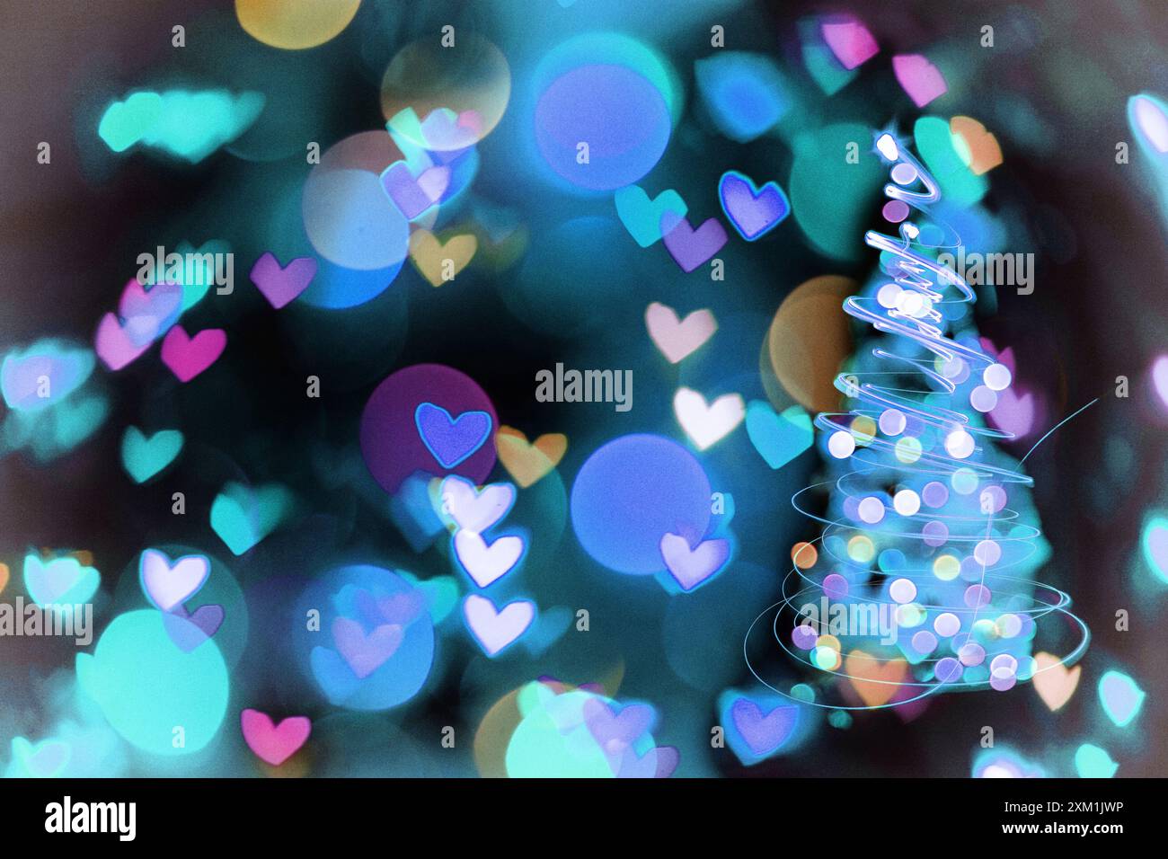 christmas tree with the color lights in the night Stock Photo - Alamy