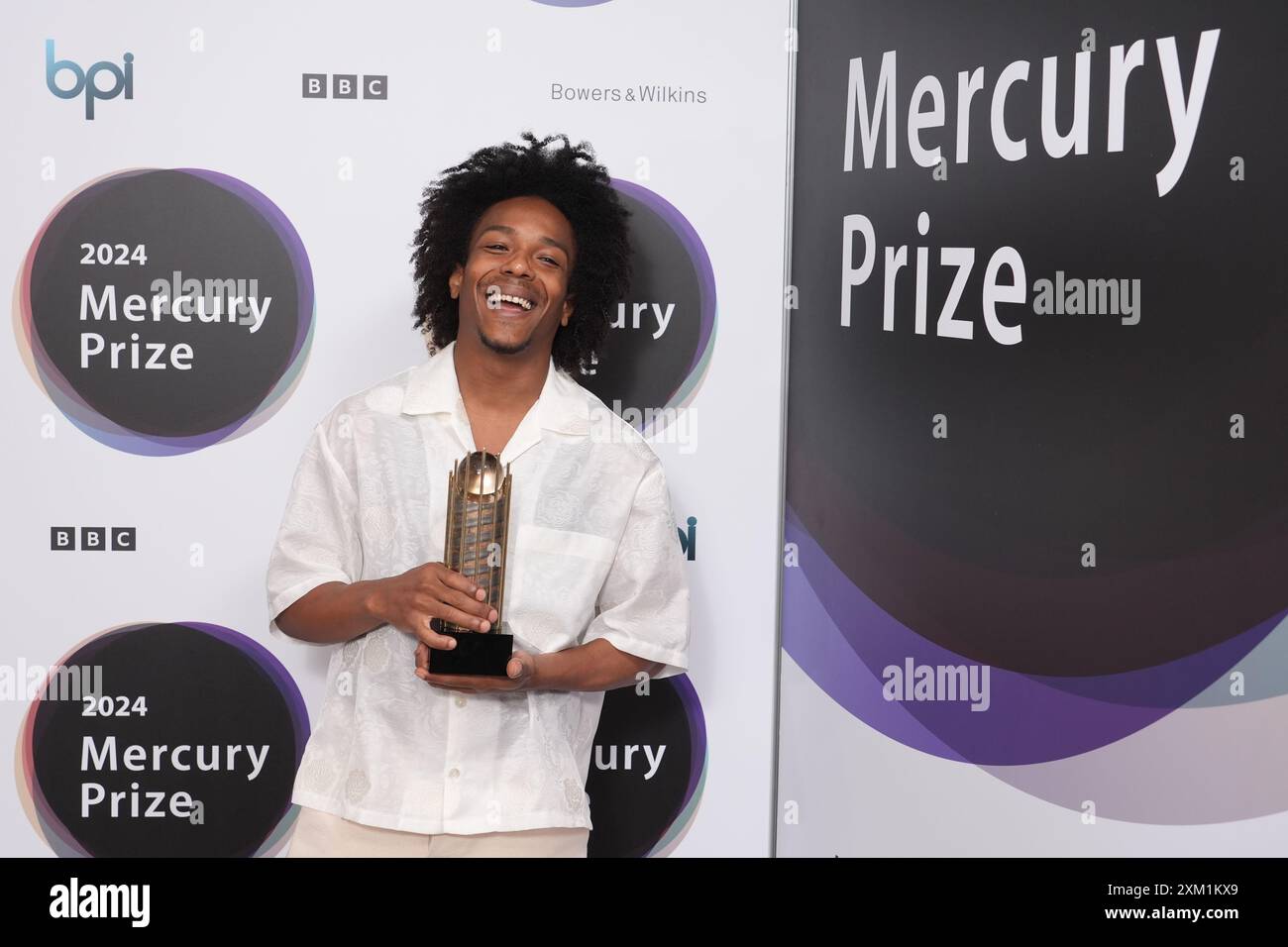 Nominated artist BERWYN holding the shortlist trophy during the ...