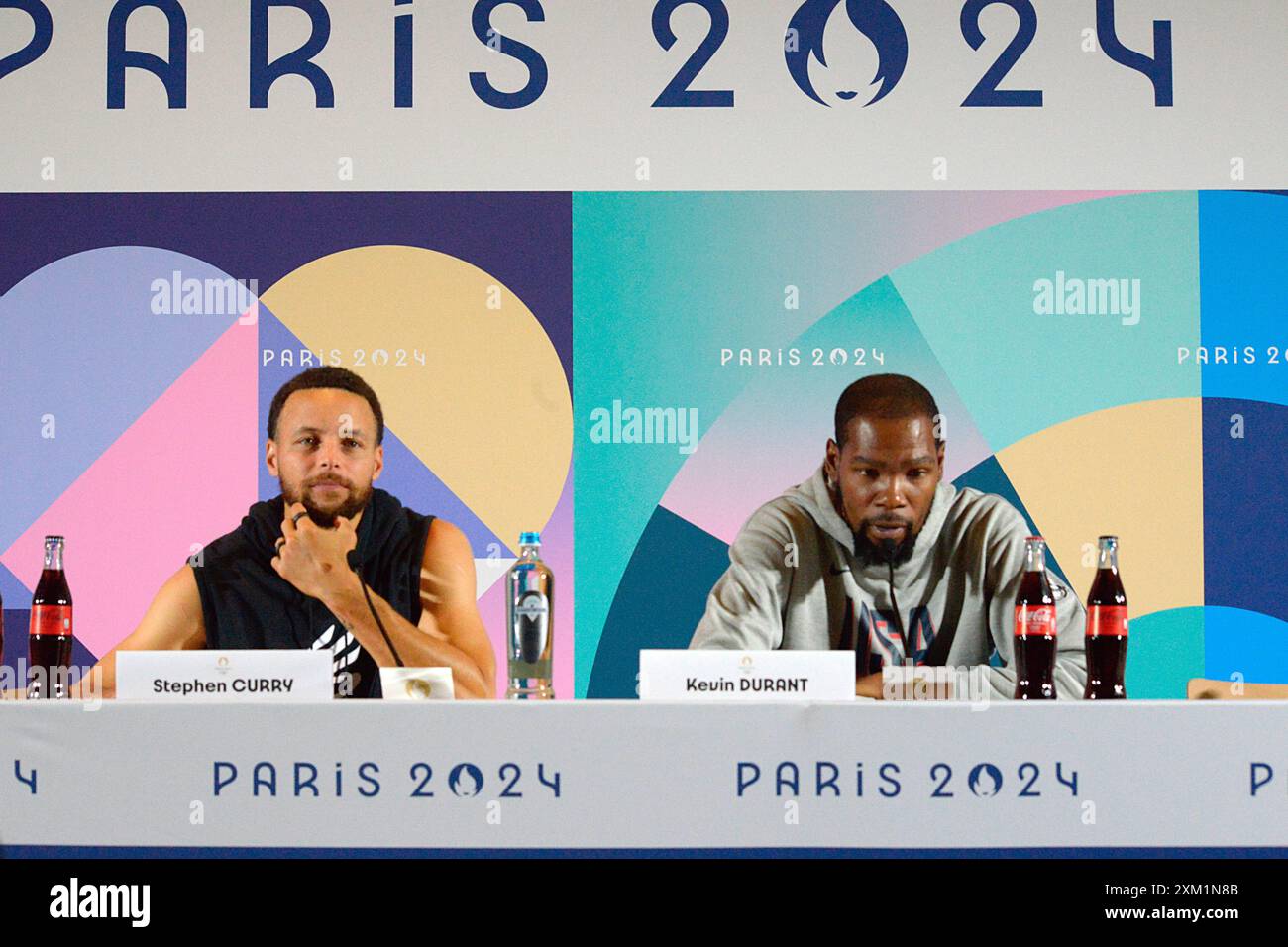Paris, France, July 25 2024, Press Conference Stephen Curry and Kevin Durant (USA Team ...