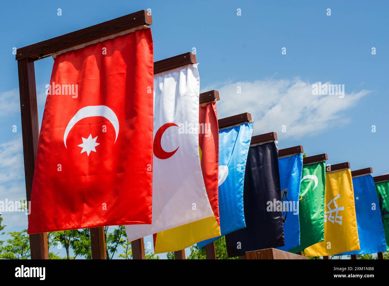 Flags of 16 great Turkish Empires in history Stock Photo - Alamy