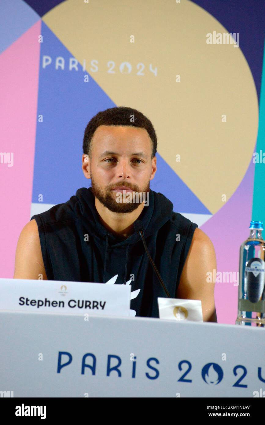 Paris, France, July 25 2024, Press Conference Stephen Curry (USA Team Basketball) during Press ...
