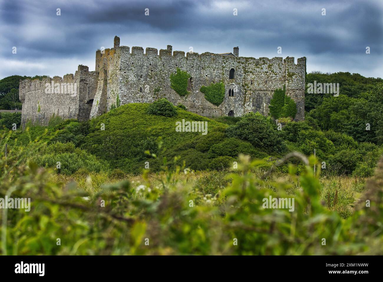 The 11th-century Norman Castle at Manorbier, Pembrokeshire, Wales Stock ...