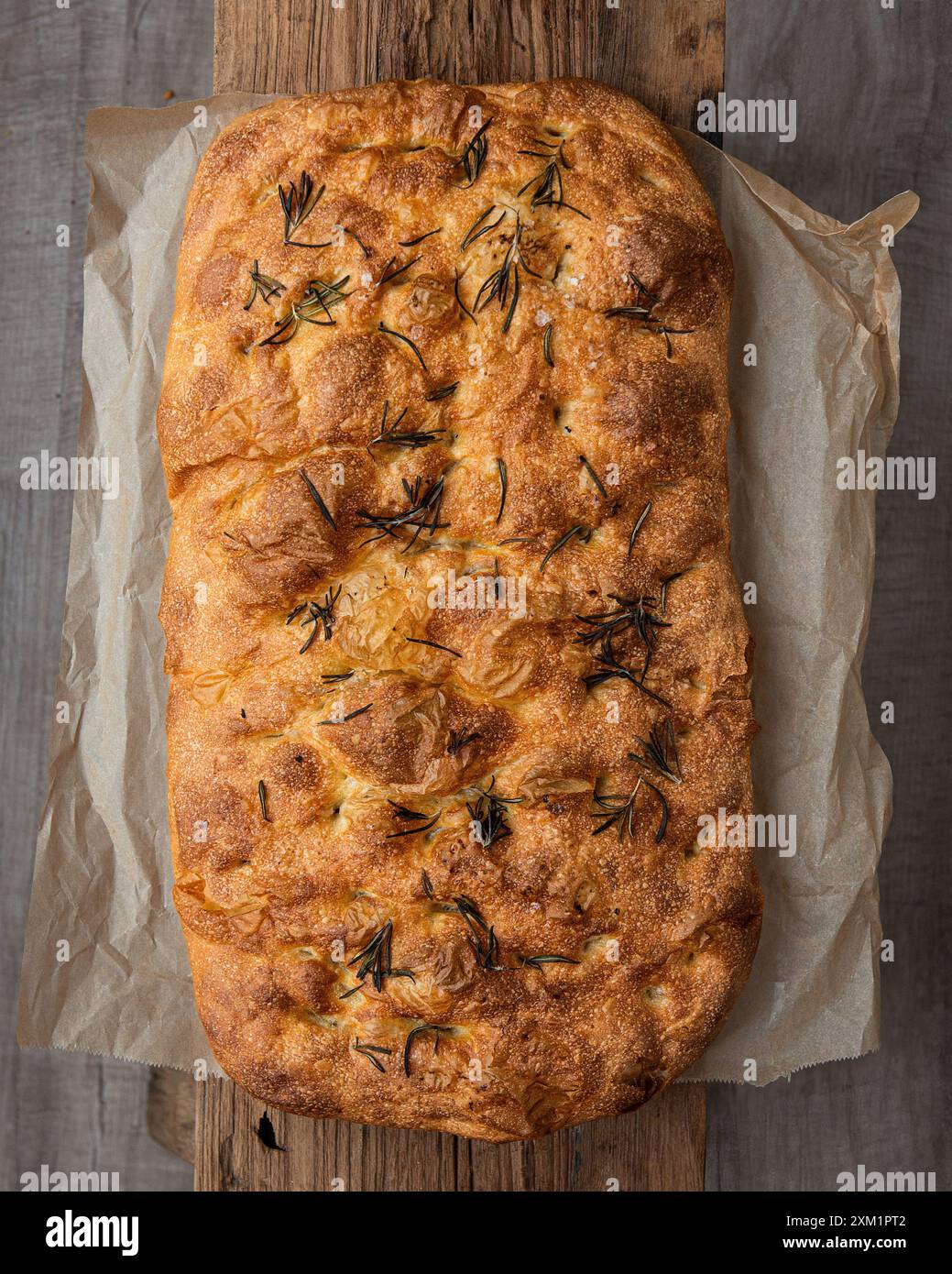 Traditional Italian Focaccia. Homemade flat bread focaccia. Top view ...
