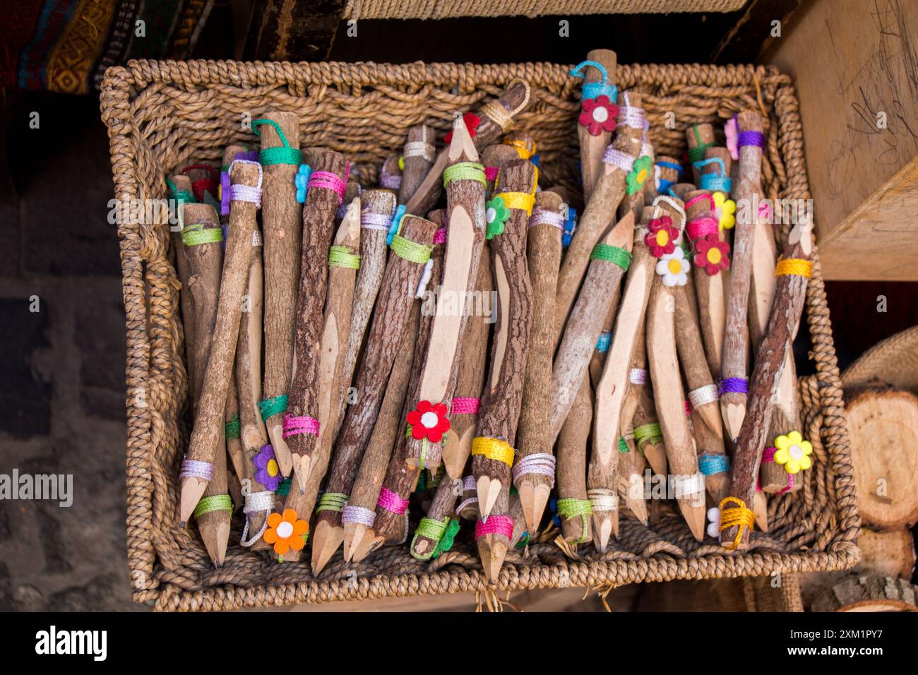 Color pencil made from real stick wood Stock Photo - Alamy