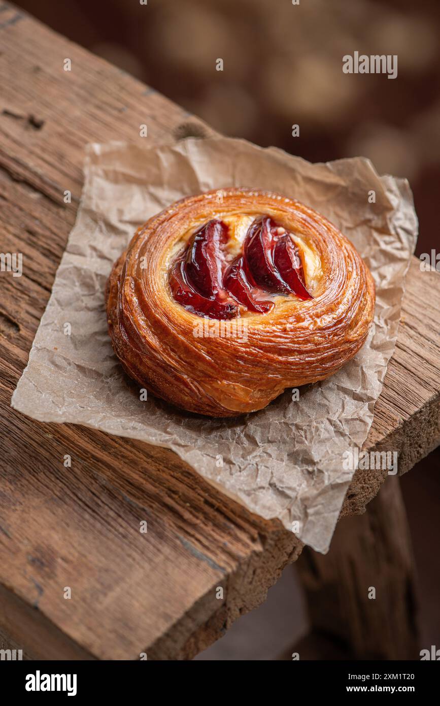 Danish puff pastry dessert, with fruit and cream on top Stock Photo - Alamy