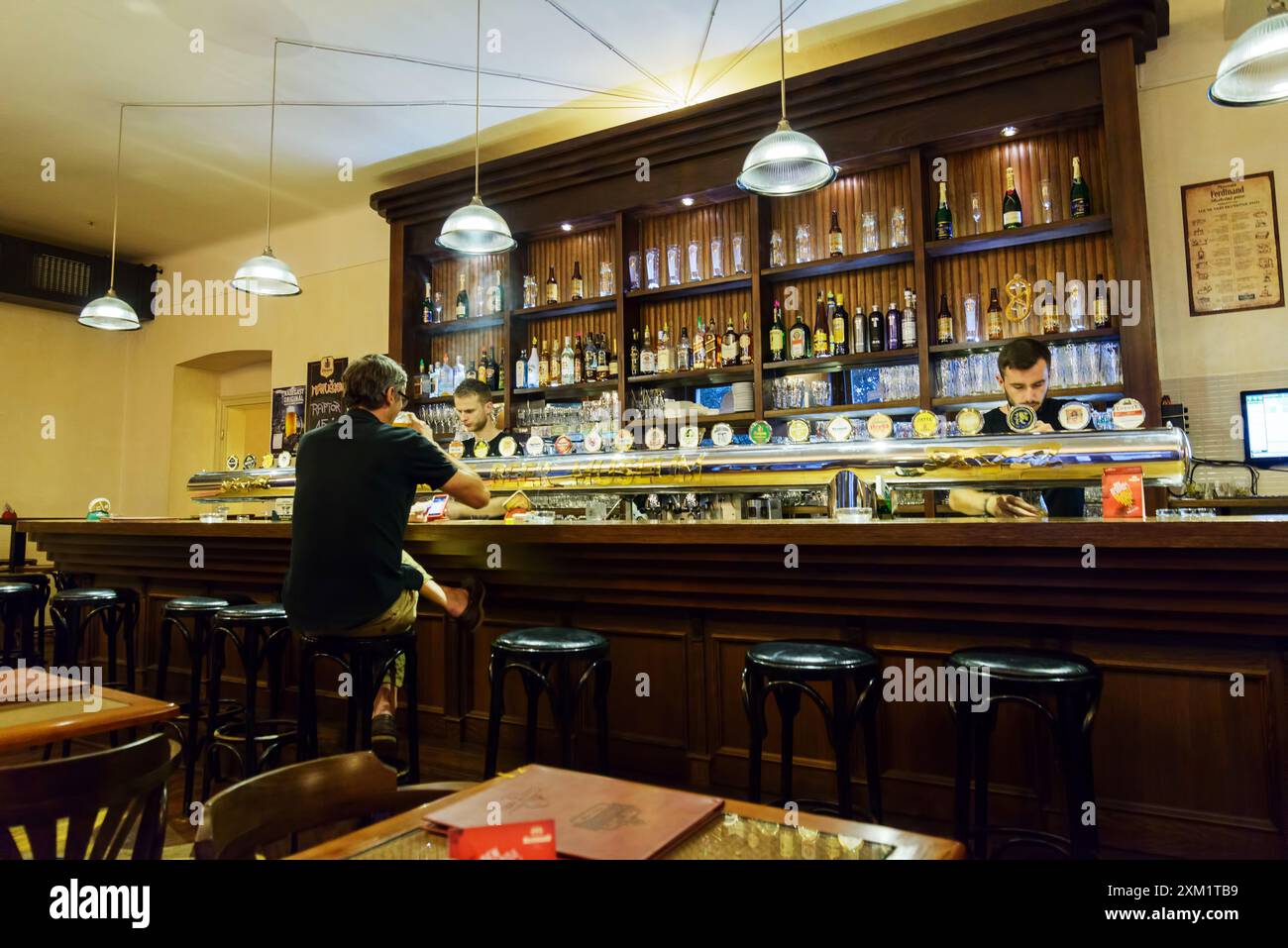 Bar in the Prague beer museum Stock Photo - Alamy