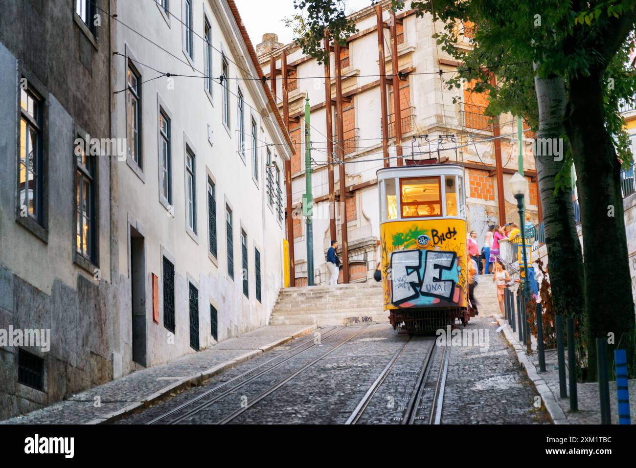 The Gloria Funicular in Lisbon, Portugal Stock Photo - Alamy