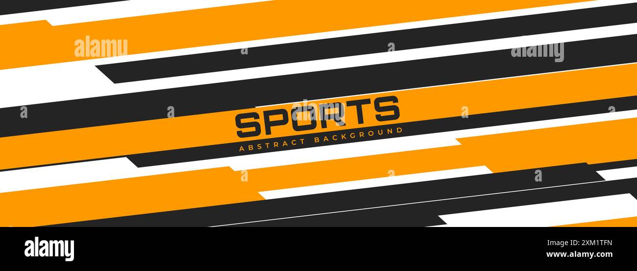 Wide vector black, white and orange abstract modern sports background ...