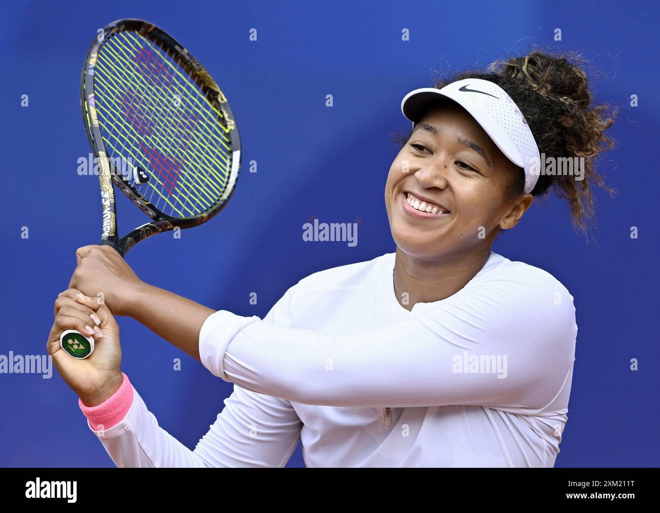 Japanese tennis player Naomi Osaka trains in Paris on July 25, 2024 ...