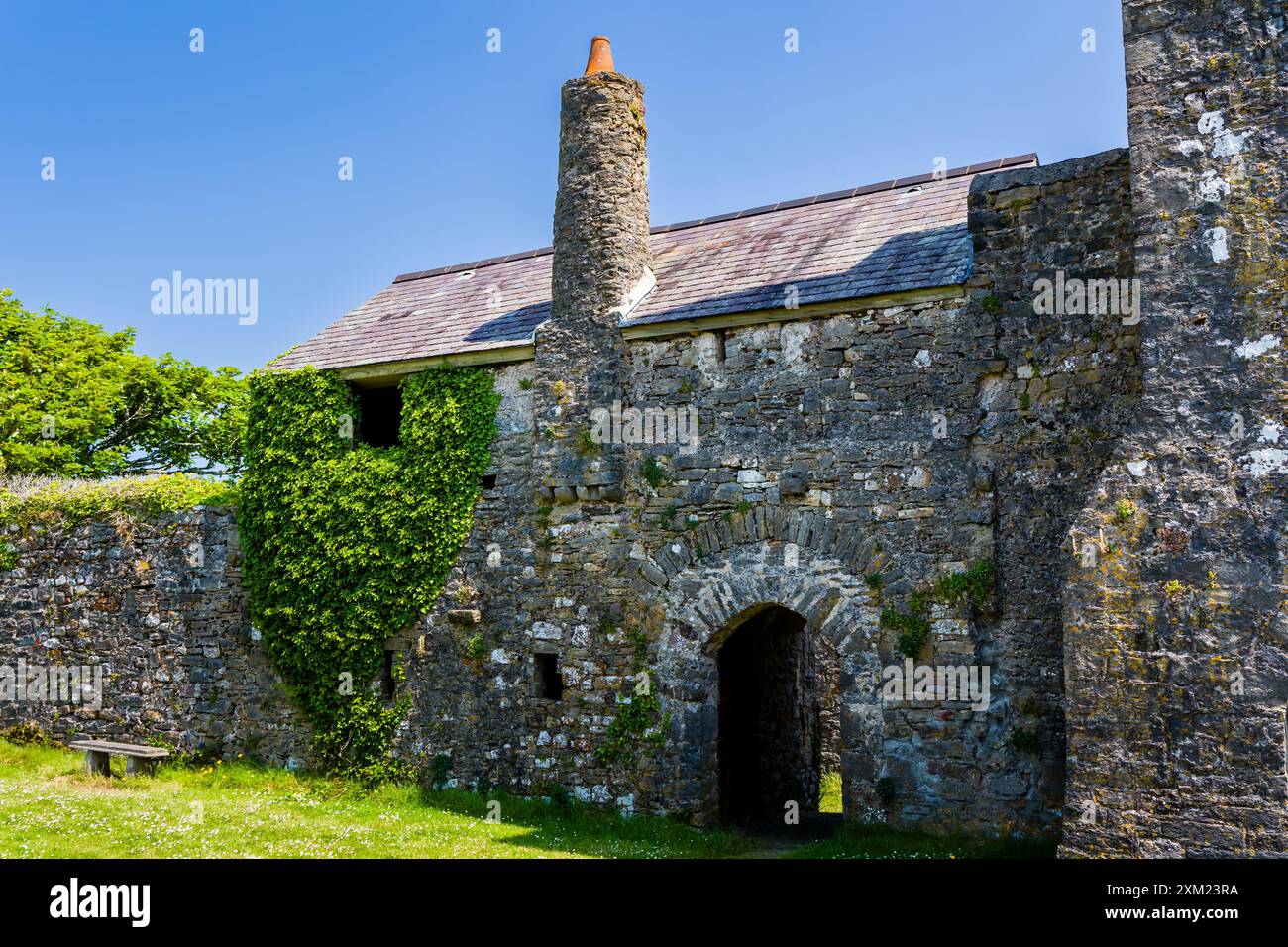 St Illtyd's Church (13th century) on Caldey Island, Wales Stock Photo ...
