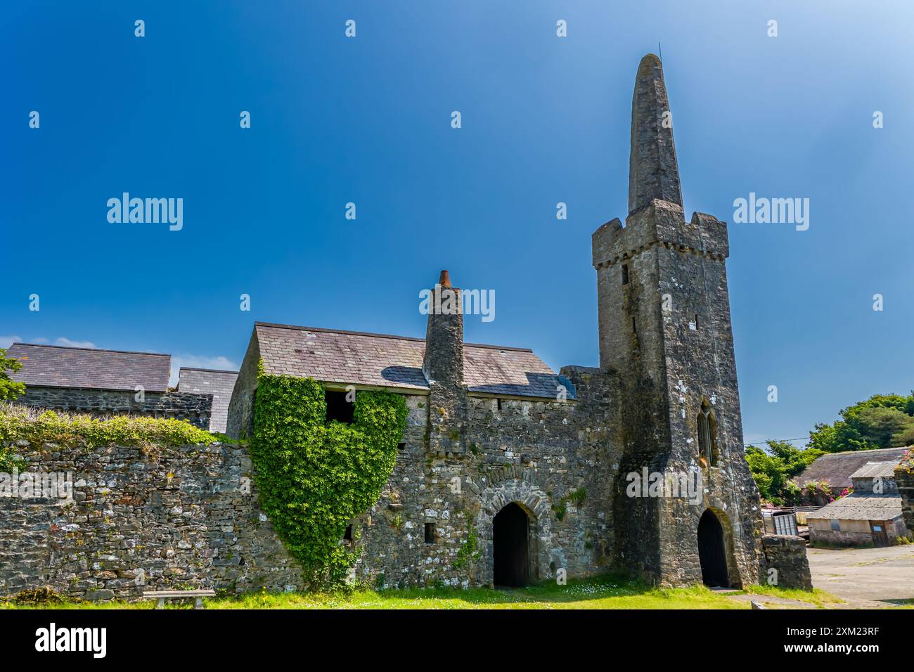 St Illtyd's Church (13th century) on Caldey Island, Wales Stock Photo ...