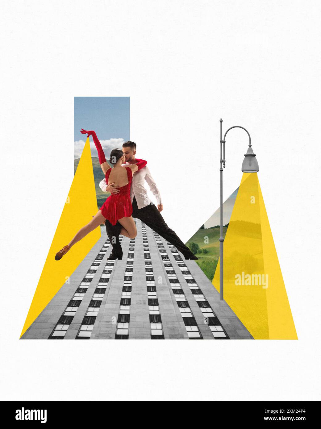 Passionate dancer, man and woman in stage costumes performing tango ...