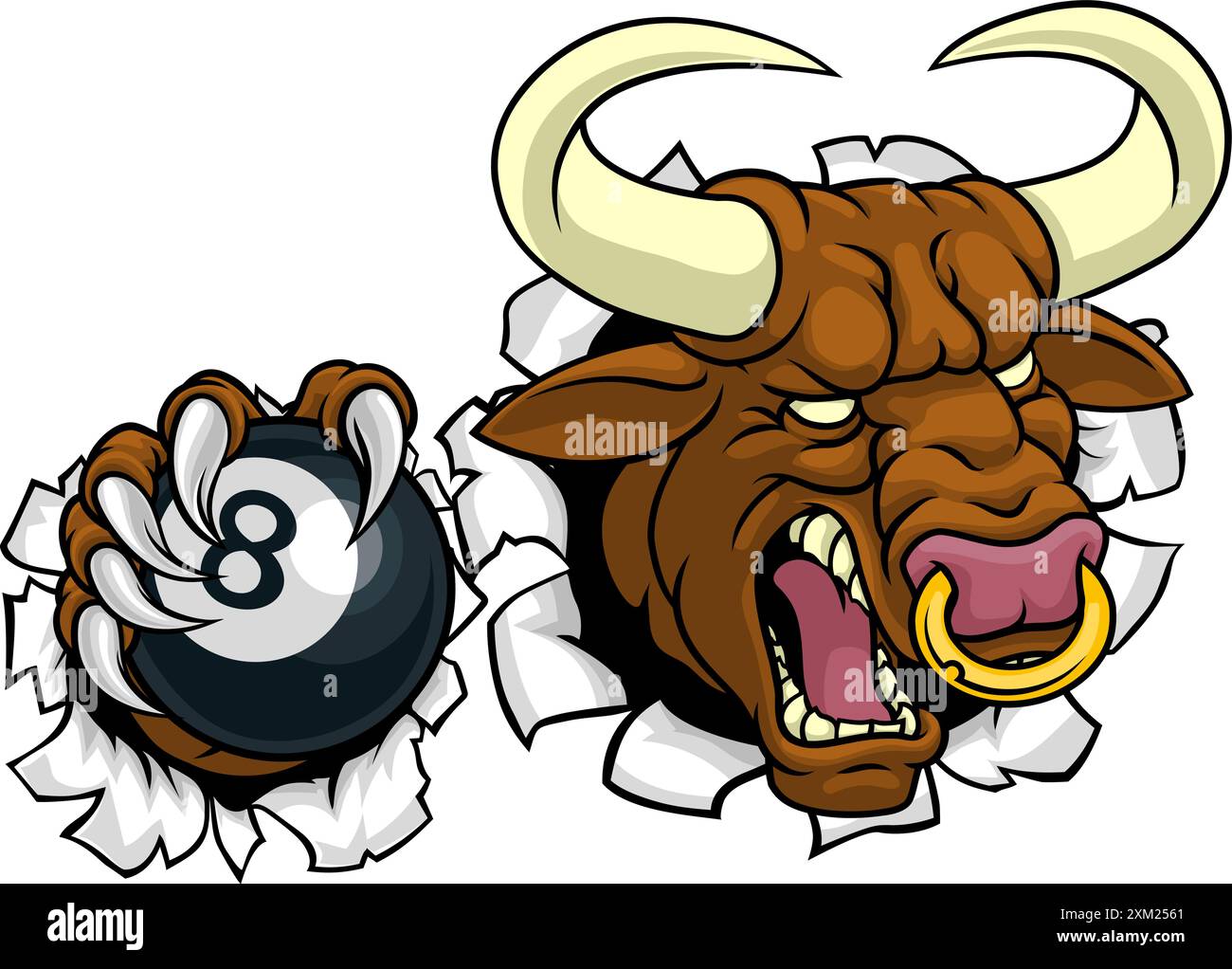 Bull Minotaur Longhorn Cow Pool Mascot Cartoon Stock Vector Image & Art ...