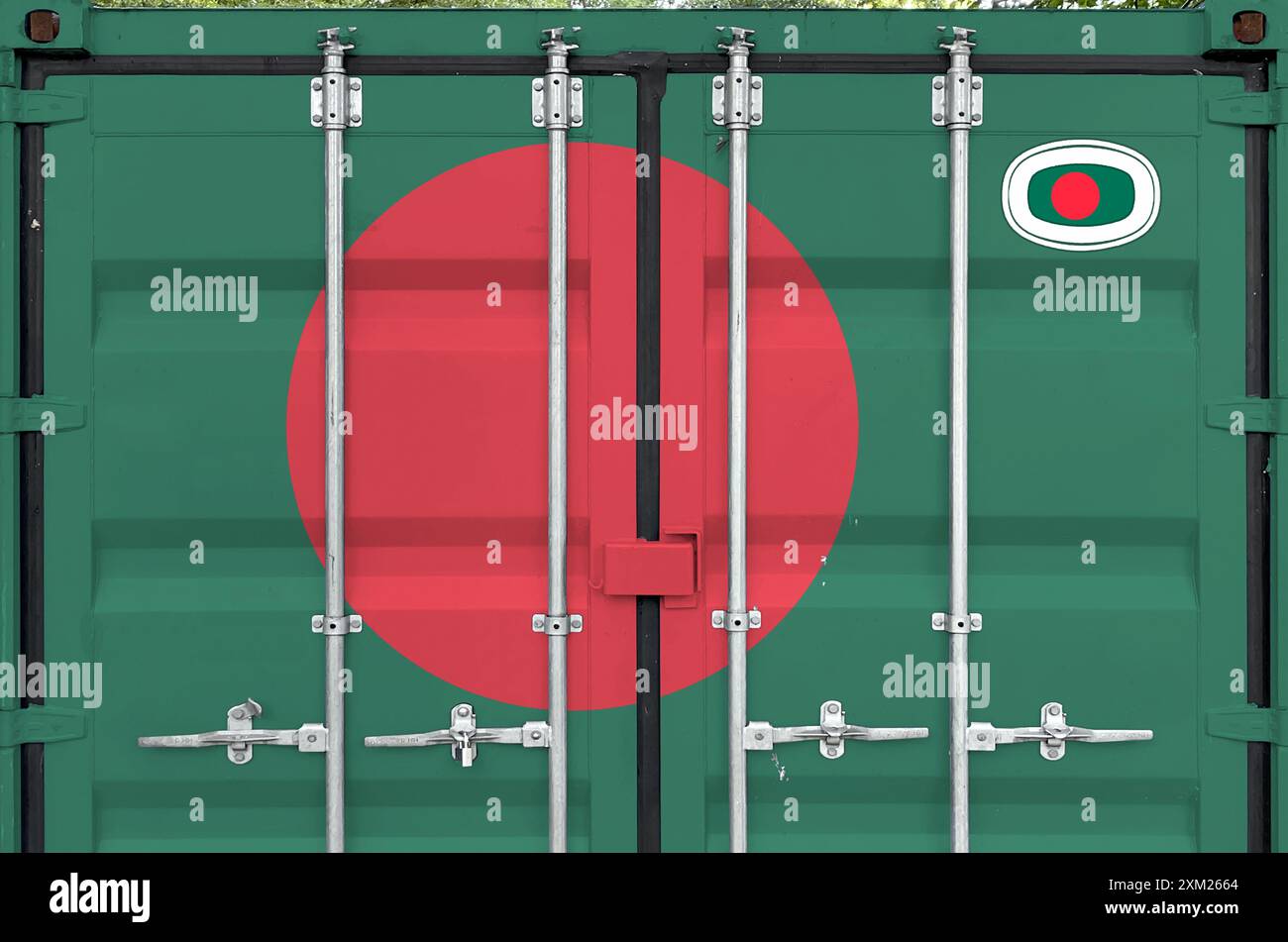 Bangladesh flag depicted on metal doors of shipping cargo container ...