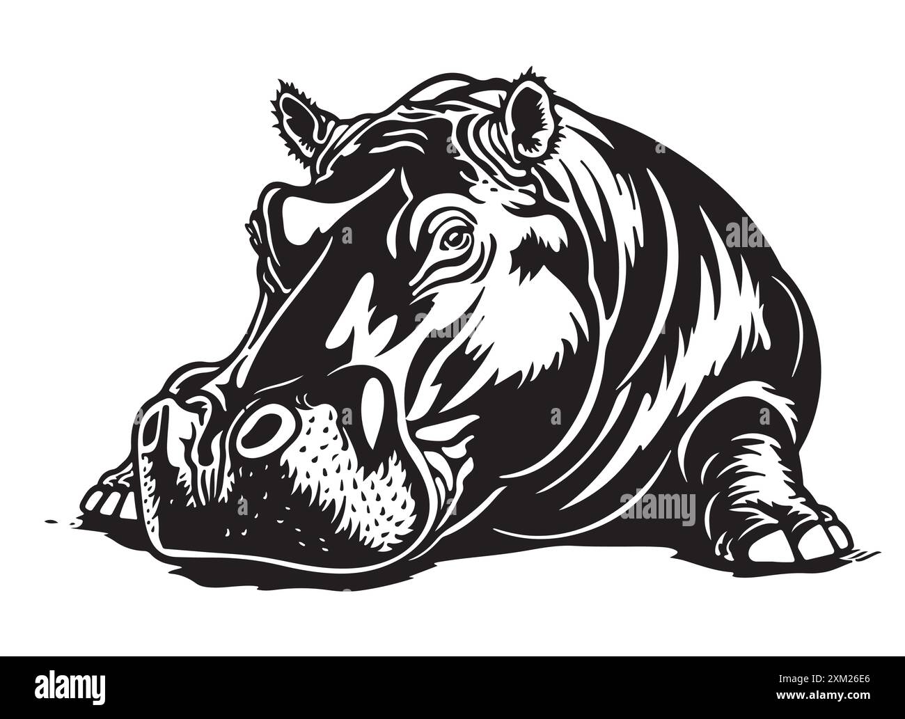 Hippopotamus Clipart Black And White
