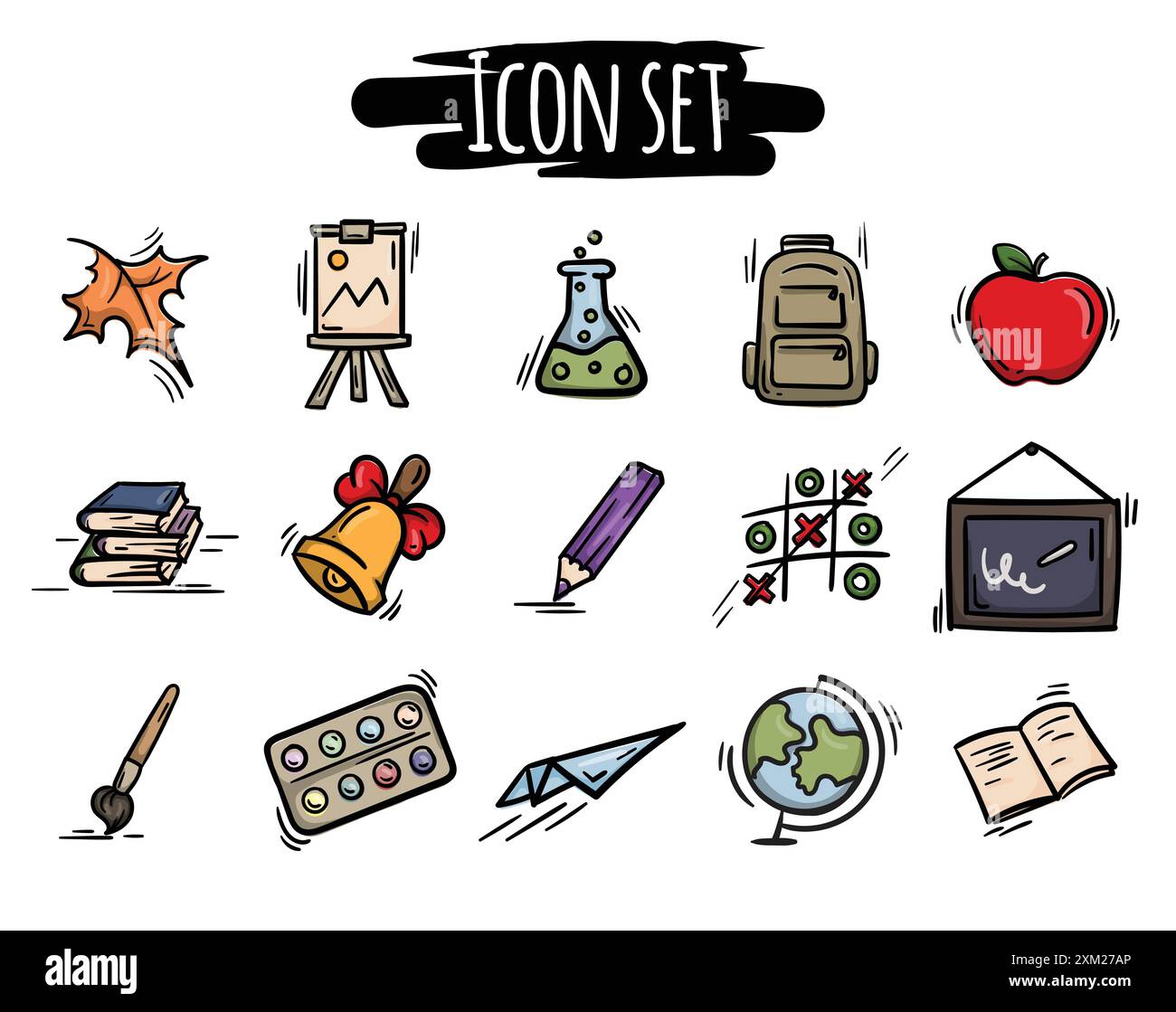 School subjects icon set hi-res stock photography and images - Alamy